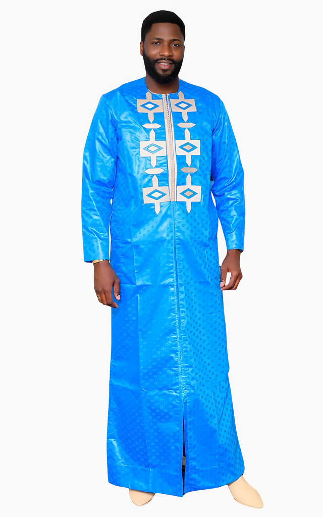 Boubou 2 Pièces Homme Bleu Clair – Afro Élégance
