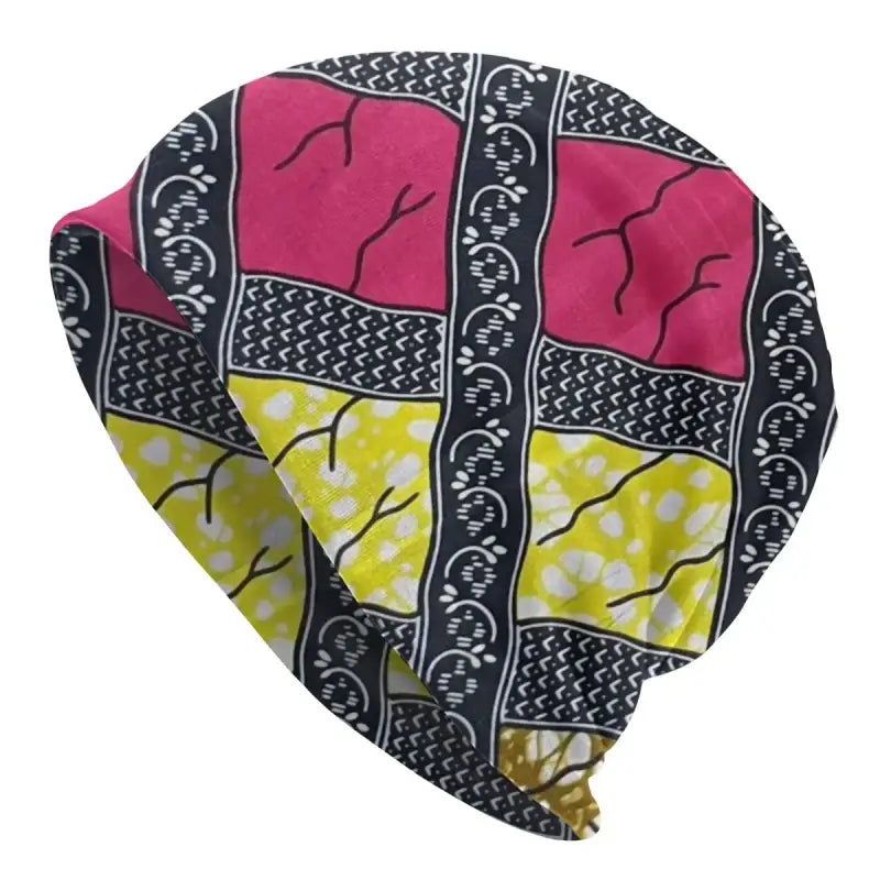 Bonnet Motif Africain Jaune Rouge – Afro Élégance