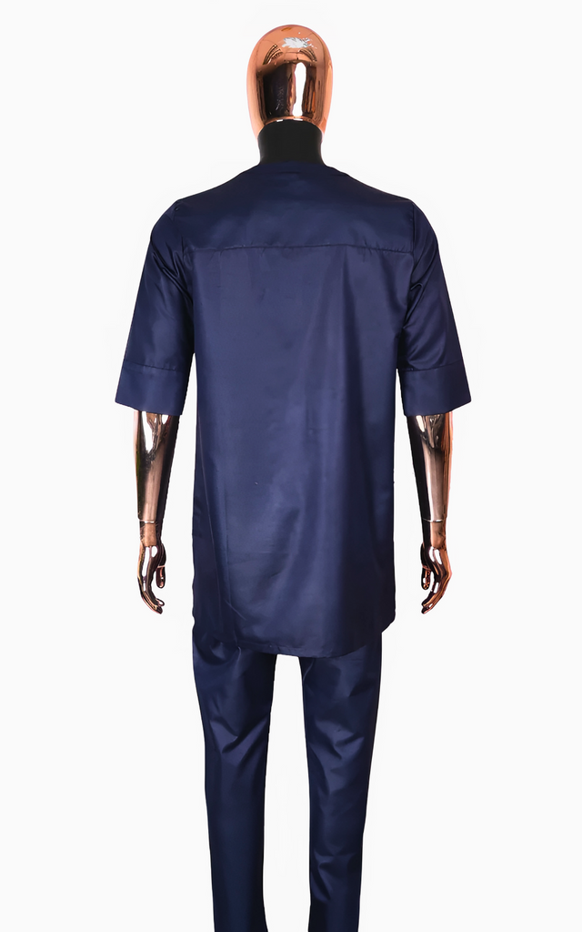 Boubou 2 Pièces Homme Bleu Marine – Afro Élégance