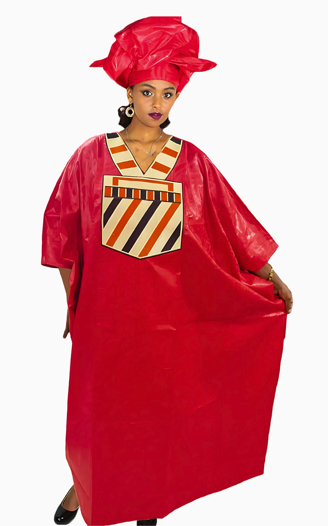 Boubou Africain Femme Col en V – Afro Élégance