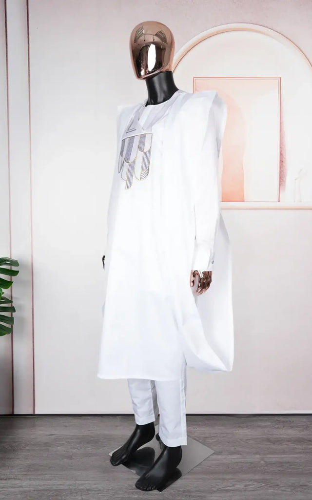 Boubou Blanc pour Homme 3 pièces – Afro Élégance