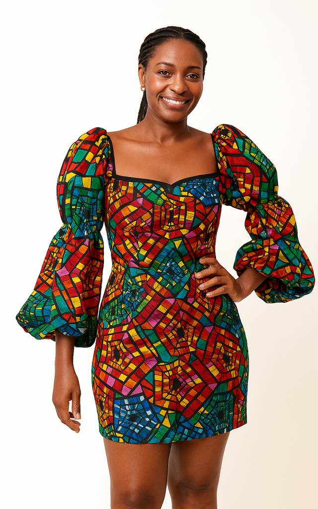 Robe Africaine à Manches Longues Bouffantes – Afro Élégance