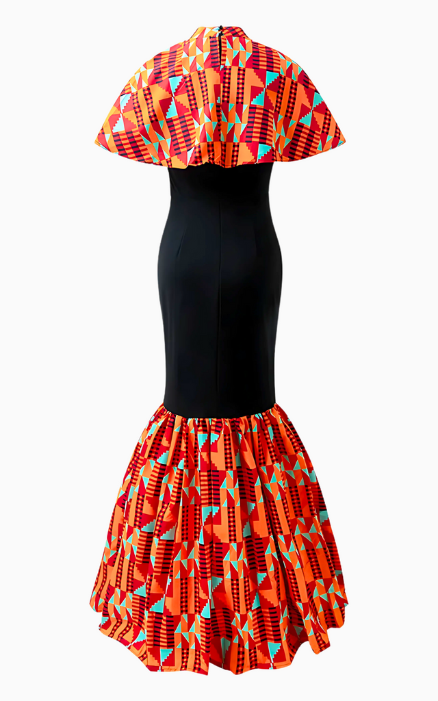 Robe Africaine Sirène Col Mao – Afro Élégance