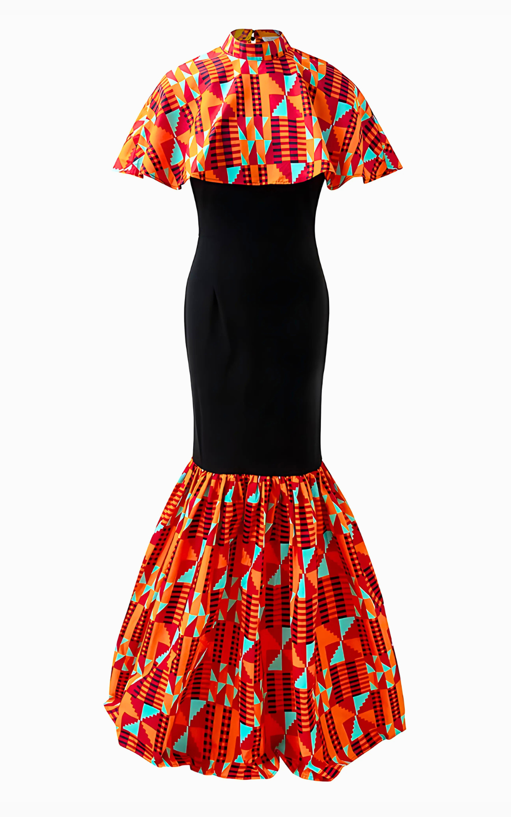 Robe Africaine Sirène Col Mao – Afro Élégance