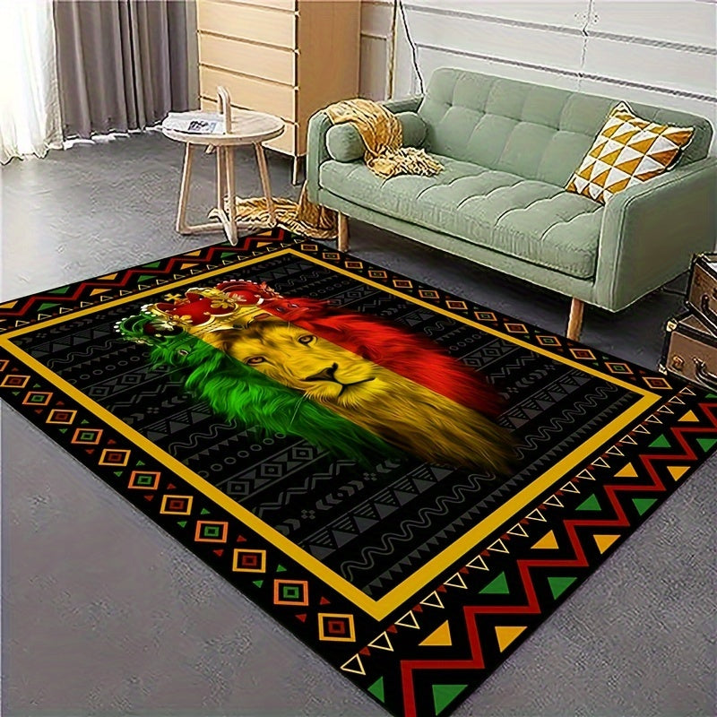 Tapis Africain Motif Lion 3D – Afro Élégance