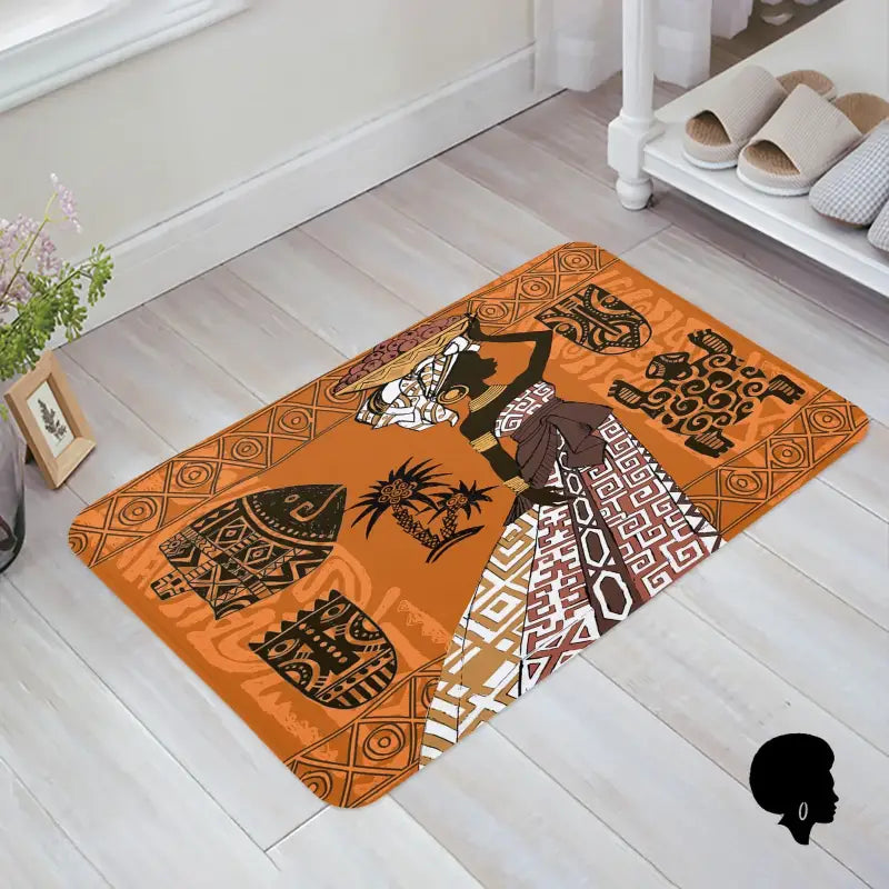 Tapis Motif Africain Orange – Afro Élégance